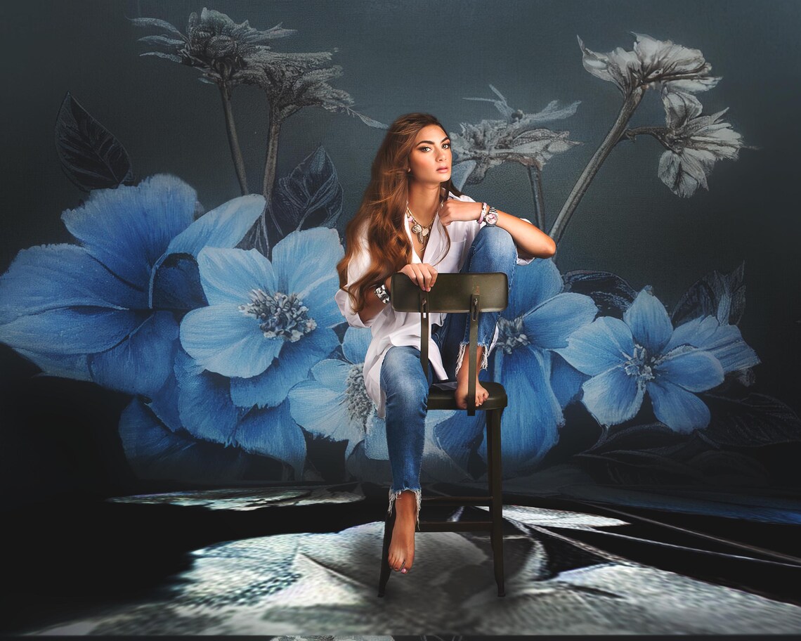 Floral Backdrop, Digital Background, Instant Download, Senior Backdrop ...