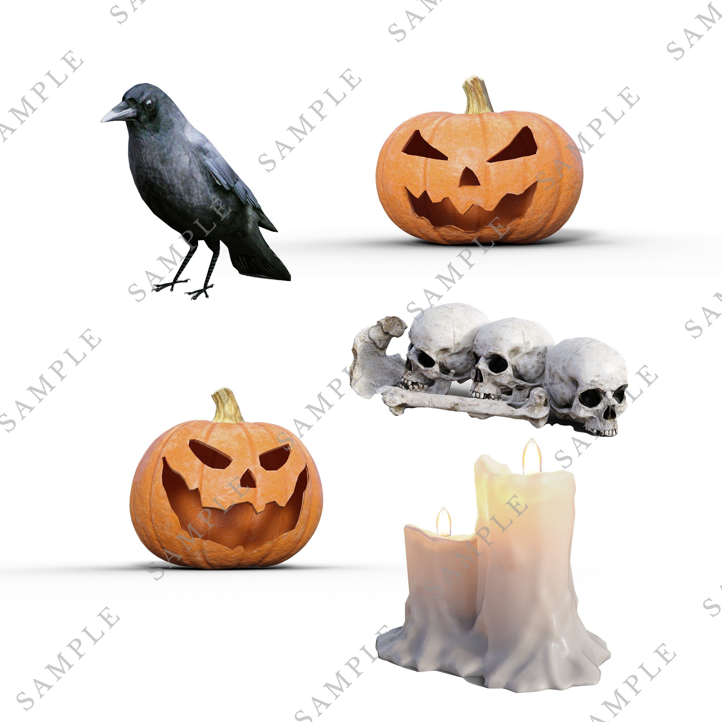 Halloween Overlays Skeleton Heads Jack O Lanterns Crow - Etsy