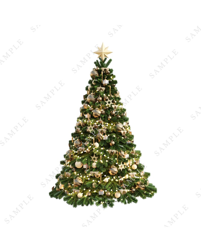 Christmas Tree Overlays, Christmas Pngs, Five Digital Files for Your ...