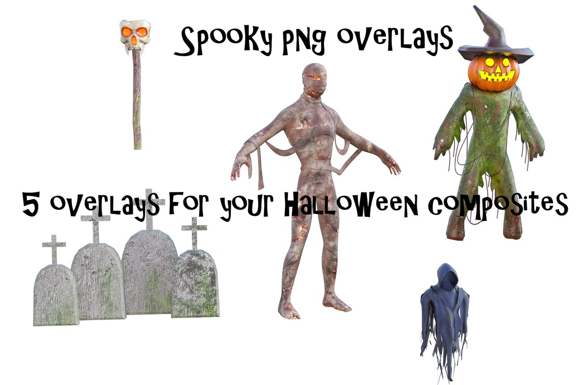 Halloween Overlays Spooky Png Files Scarecrow Png Mummy - Etsy