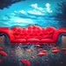 Red Vintage Couch in Flower Field, Photoshop Backdrop (digital Download ...