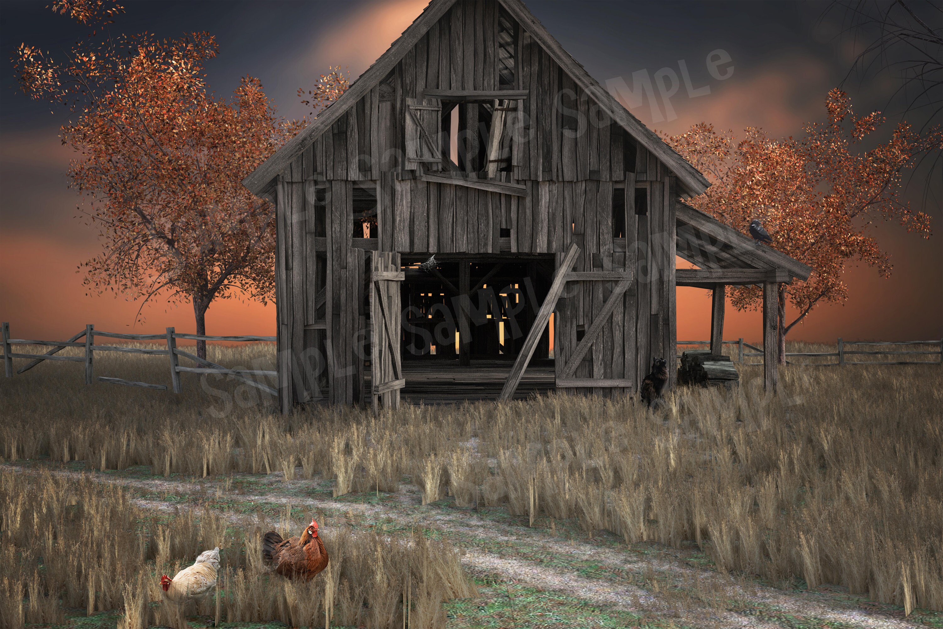 Barn Background Autumn Backdrop Rustic Backdrop Fall - Etsy