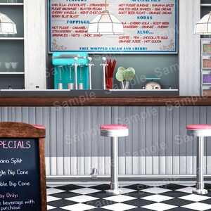 Vintage Ice Cream Shop Photo Backdrop, Senior Photography (digital ...