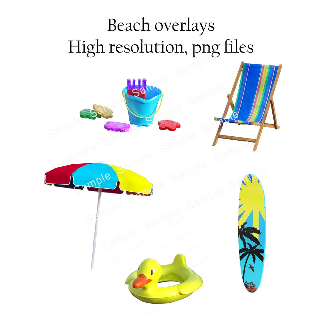 Beach Overlays, Beach Png Files, Beach Chair, Sand Toys, Beach Umbrella ...
