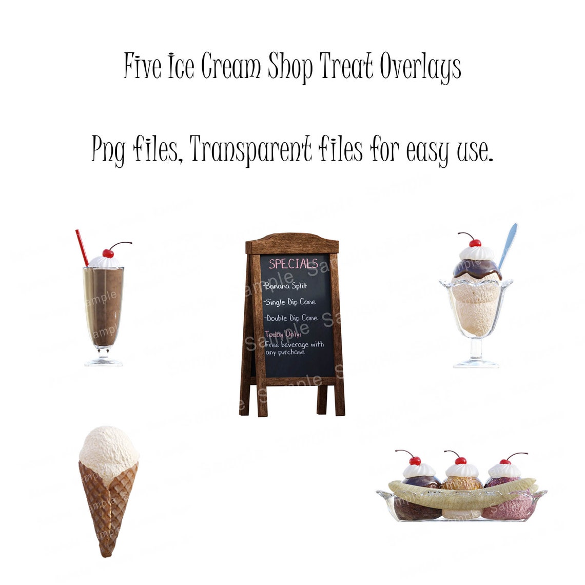 Ice Cream Treats Ice Cream Overlays Digital Downloads Ice - Etsy