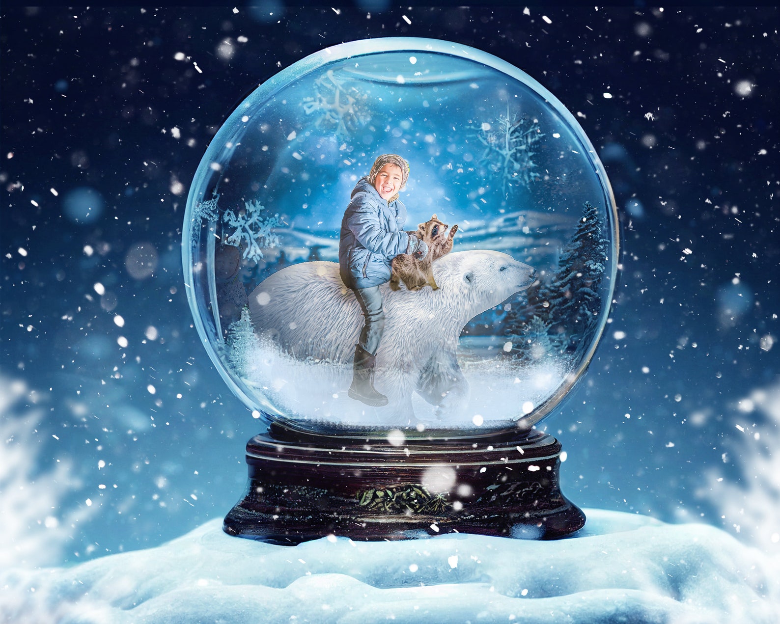 Snowglobe Background, Digital Backdrop, PSD Backdrop, Christmas ...