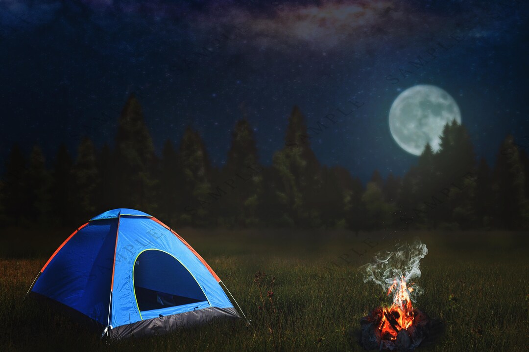 Camping Backdrop, Digital Download, Digital Background, Tent Scene ...