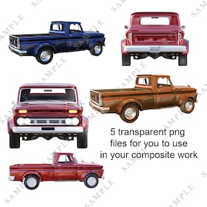 Old Truck Pngs, Truck Overlays, Digital Overlays, Five Trucks ...