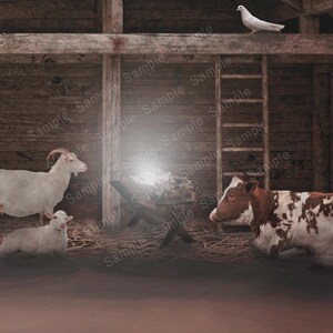 Christmas Backdrop, Digital Background, Nativity Backdrop, Stable ...