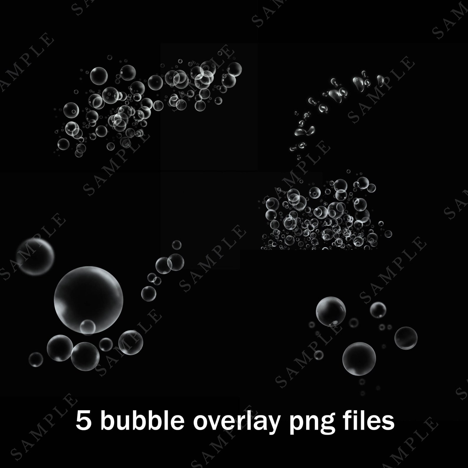 Realistic Bubble Overlays, Composite Art, 5 PNG Files (digital Download ...