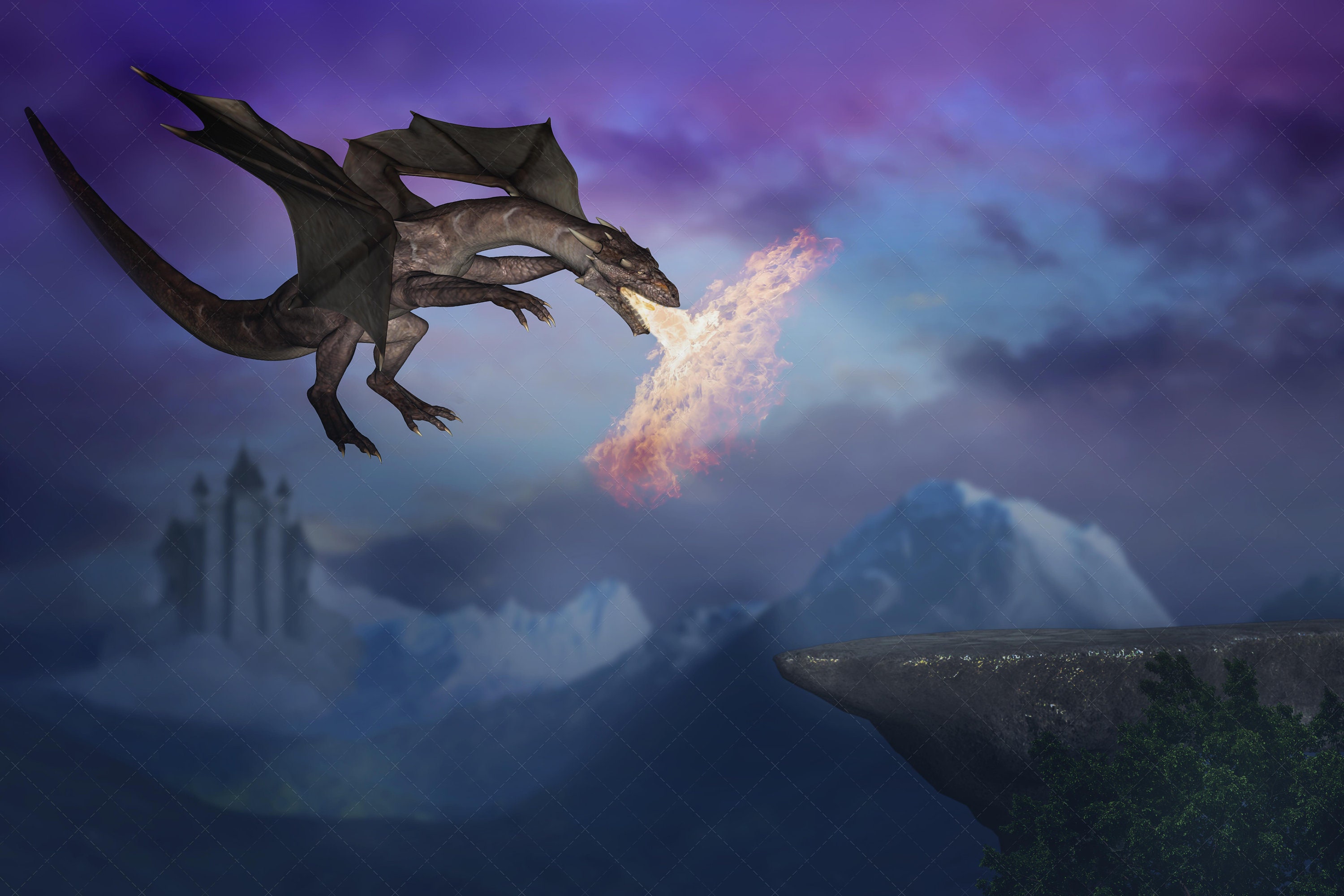 Dragon Backdrop, Digital Backdrop, Dragon Composite, Fantasy Background ...