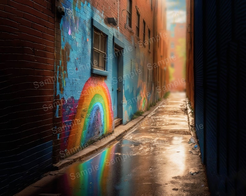Rainbow Graffiti Alley Digital Backdrop (digital Download) - Etsy