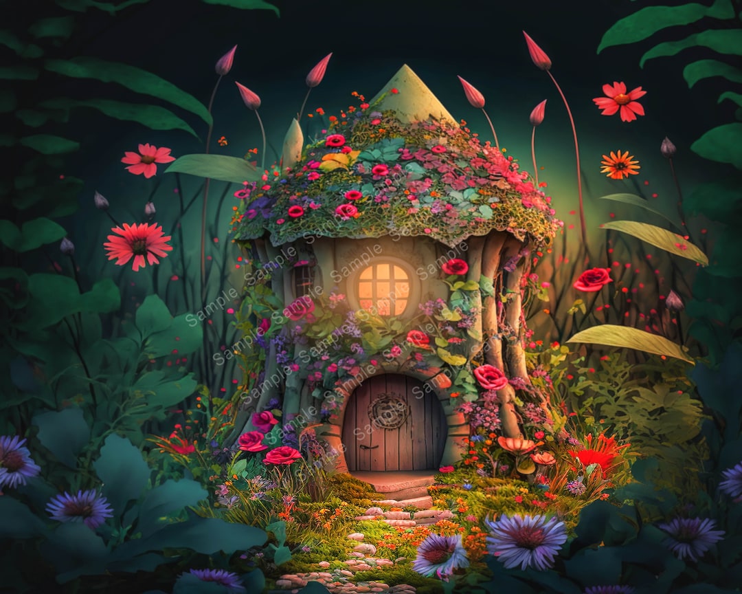 Floral Fairy House Digital Backdrop (8x10 Inch) - Etsy
