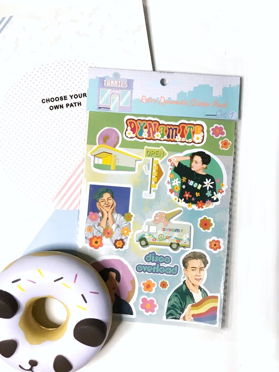 BTS Dynamite Retro Sticker Sheet Home & Living Wall Hangings etna.com.pe
