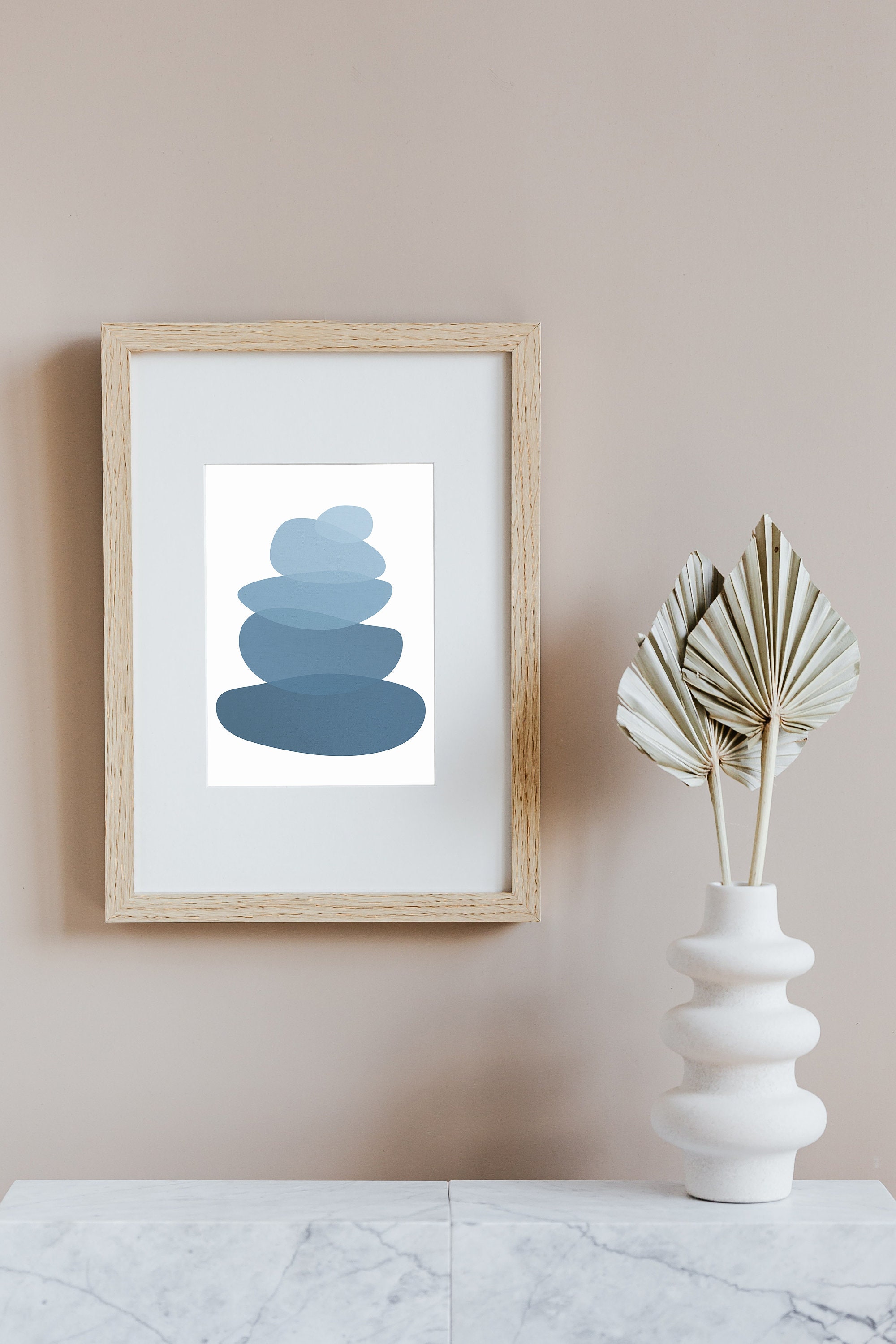 Stacked Stones Art Set of Three Relaxing Blue Wall Print Zen | Etsy