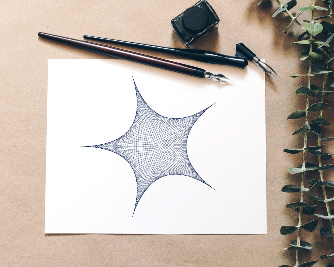 Parabolic Curves Star Art Printable Geometric Line Art - Etsy