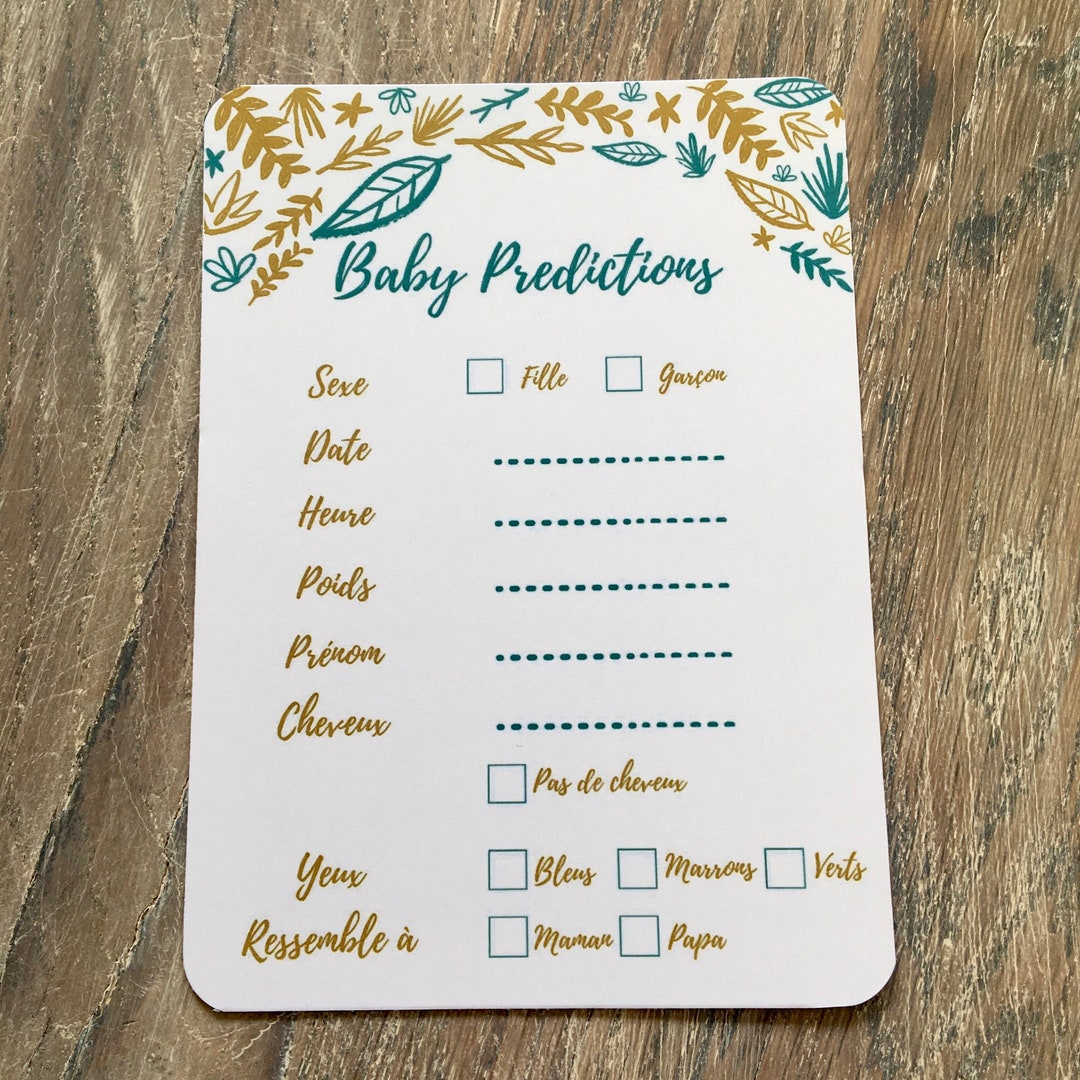 Baby Predictions Card Baby Shower Game - Etsy