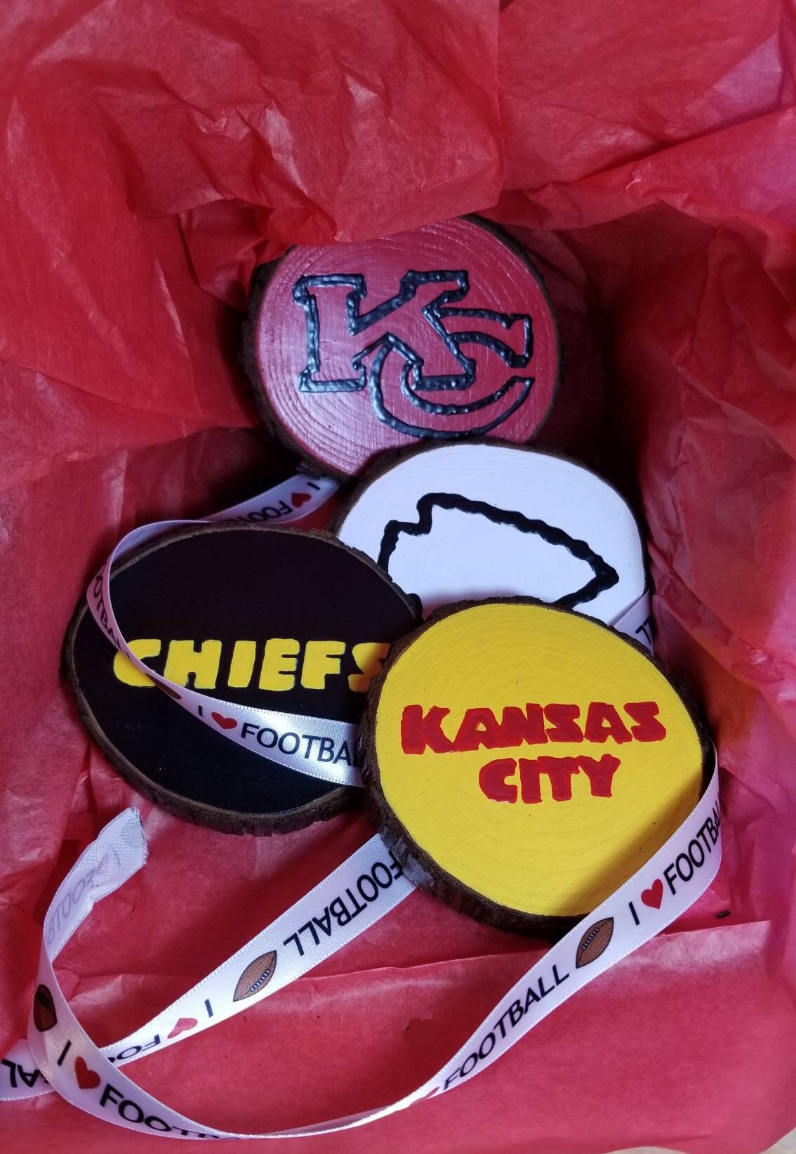 4 KC Chiefs Coasters Live Edge Wood - Etsy.de
