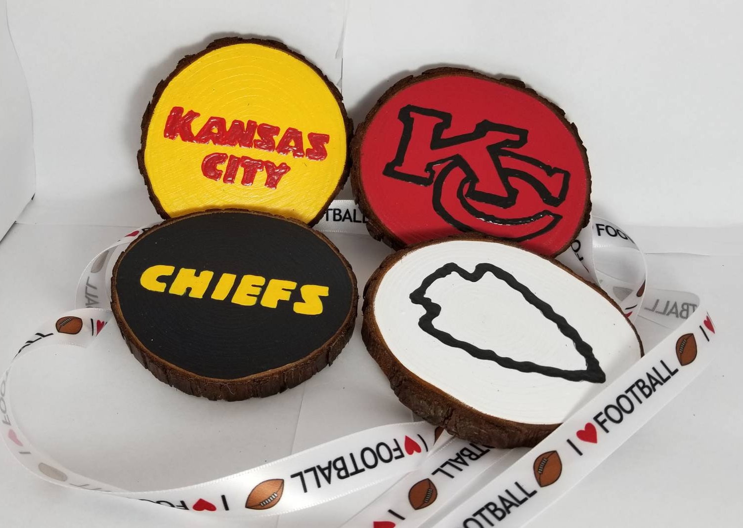 4 KC Chiefs Coasters Live Edge Wood - Etsy.de