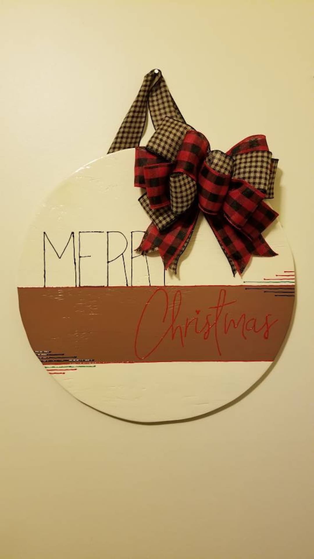 Merry Christmas Round Door / Wall Hanger - Etsy