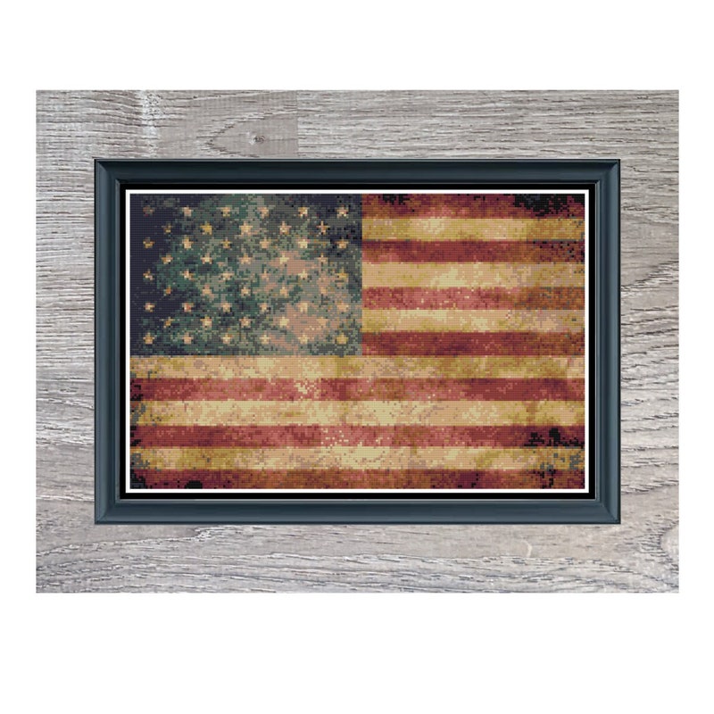 Vintage Flag Cross Stitch - Etsy