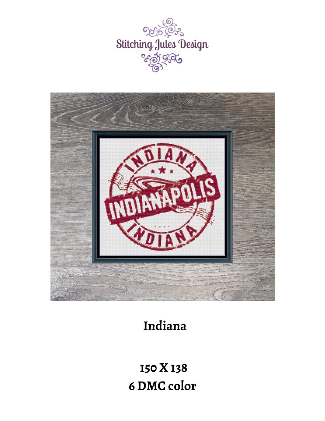 Indiana Indianapolis Indy 500 Hoosier Counted Cross-stitch Pattern ...