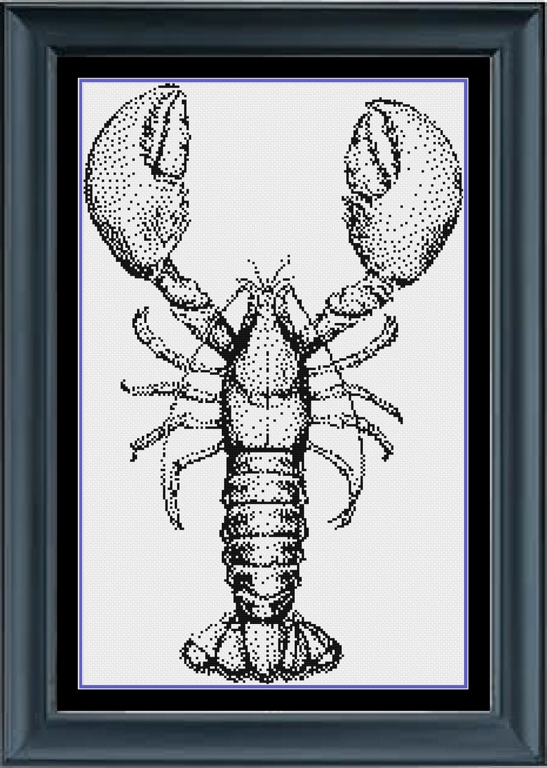Lobster Cross Stitch Pattern | Blackwork | Instant PDF Download - Etsy