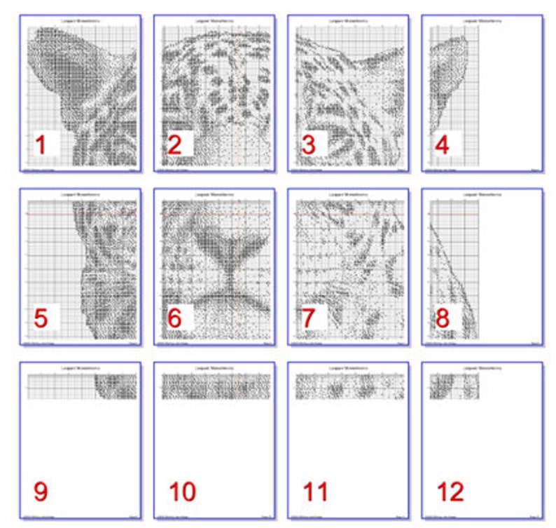 Leopard Animal Counted Cross-stitch Pattern | Premium Monochrome ...