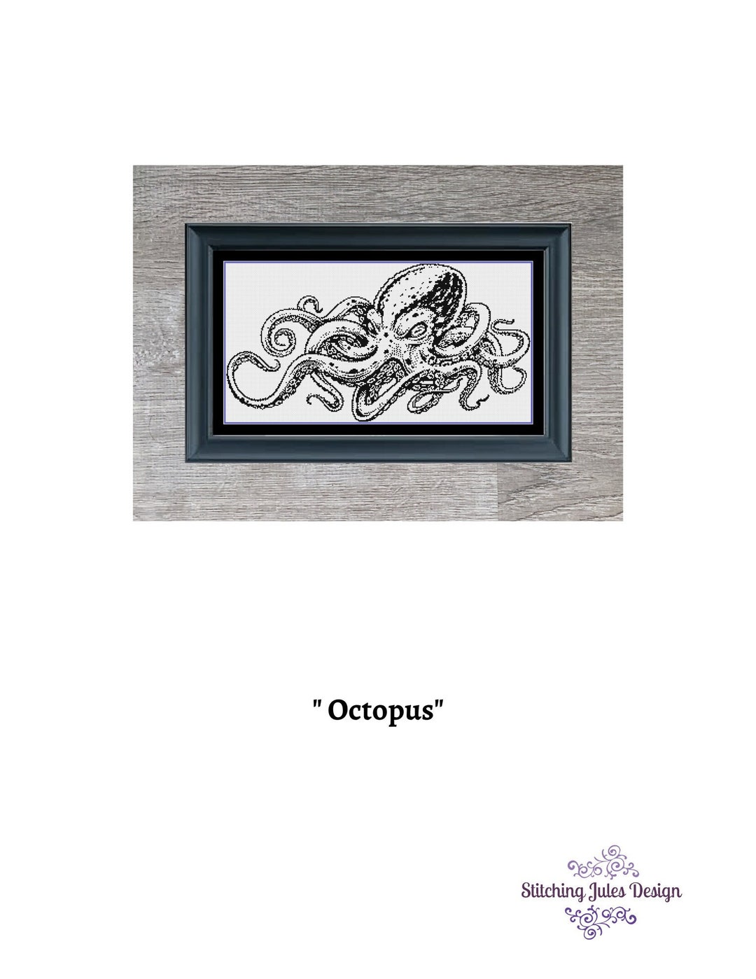 Octopus Monochrome Counted Cross Stitch Pattern (digital PDF Download ...