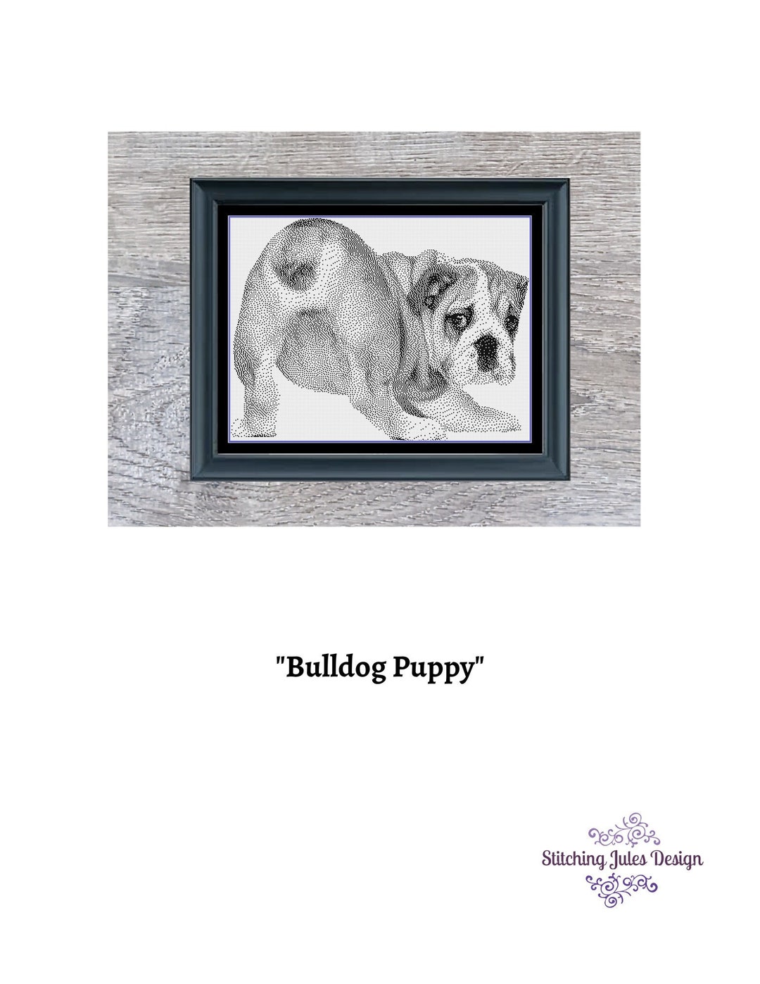 Bulldog Cross Stitch Pattern | Dog Breed Cross Stitch | Blackwork ...
