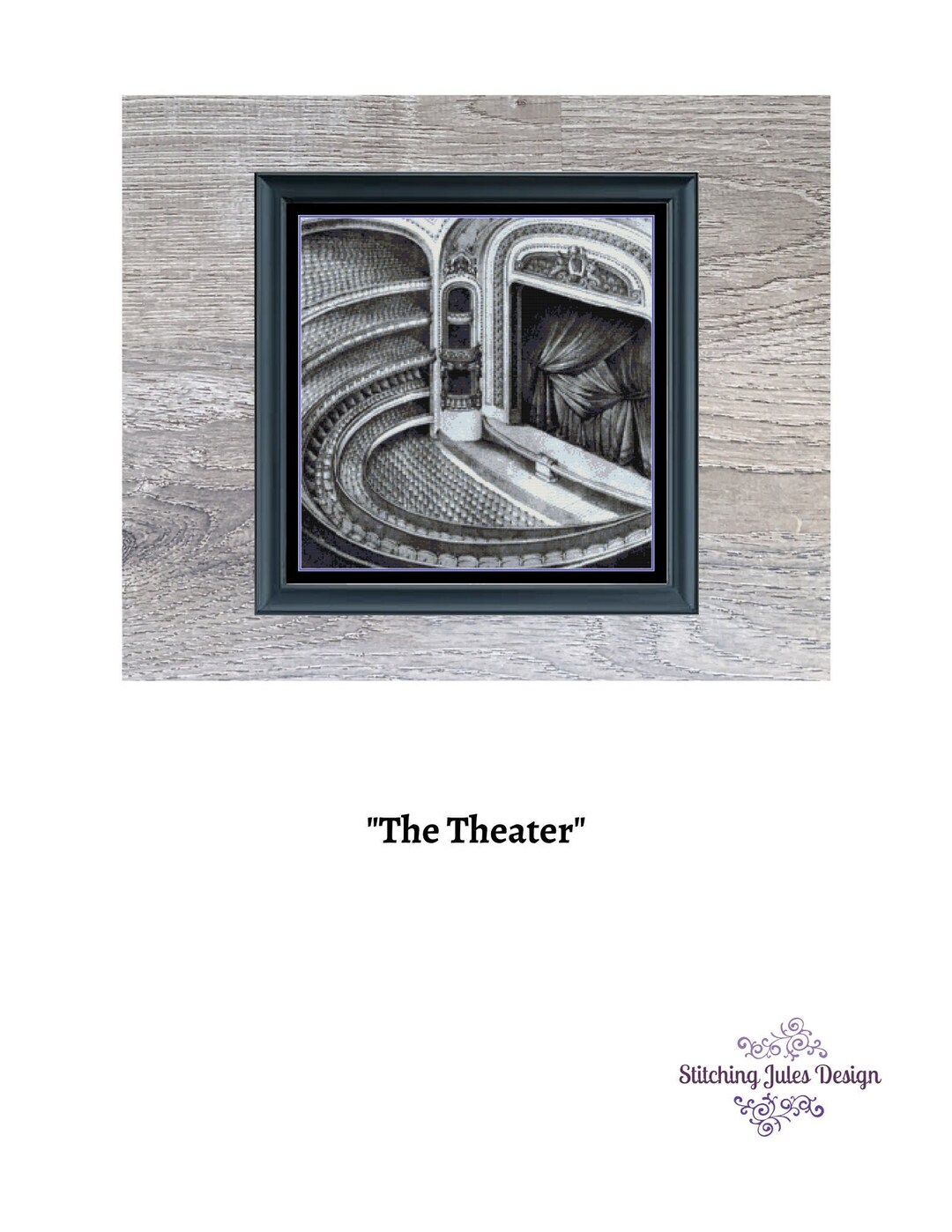 Theater Cross Stitch Pattern: Greyscale Full Coverage (digital PDF ...