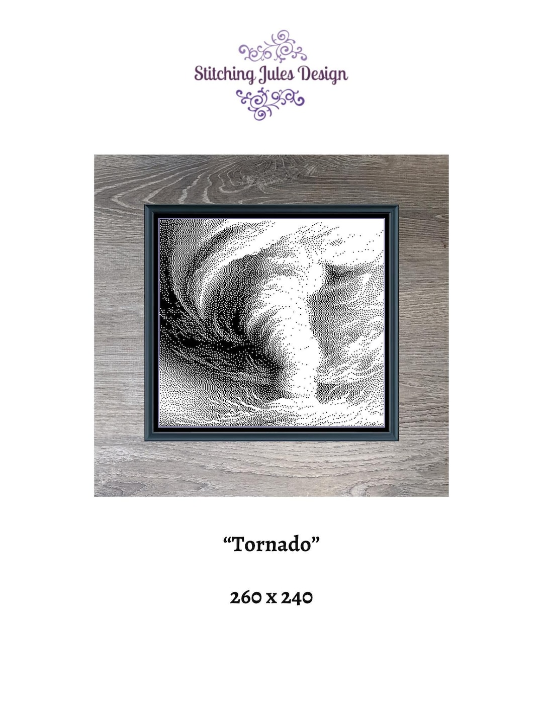 Tornado Storm Chaser Monochrome Blackwork Counted Cross Stitch Pattern ...