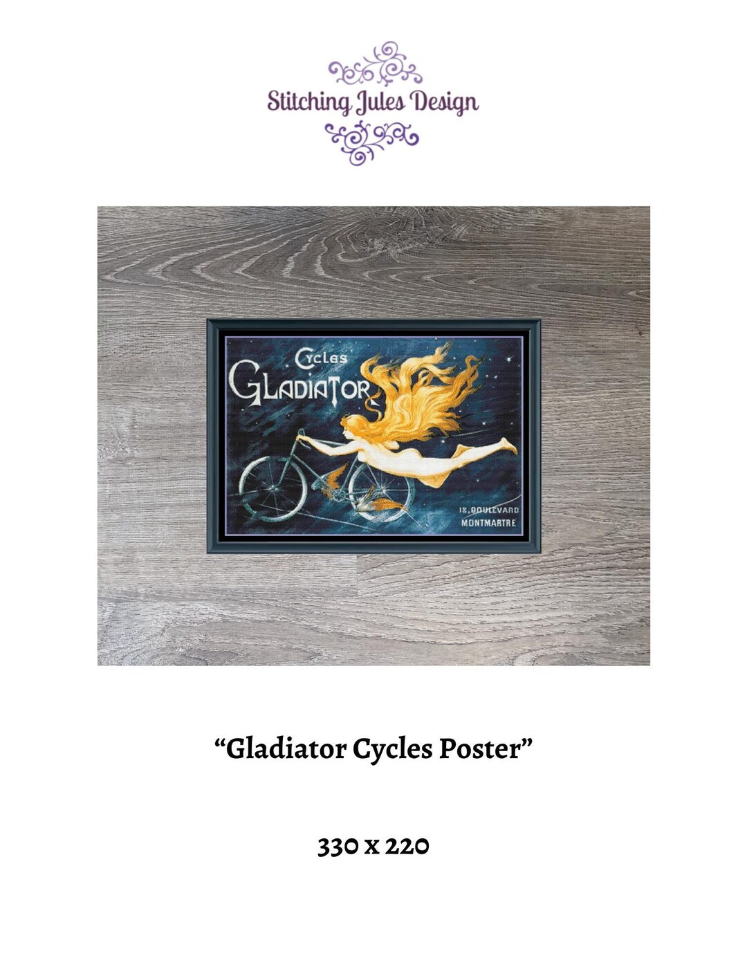 Gladiator Cycles Poster French Vintage Counted Cross-stitch Pattern ...