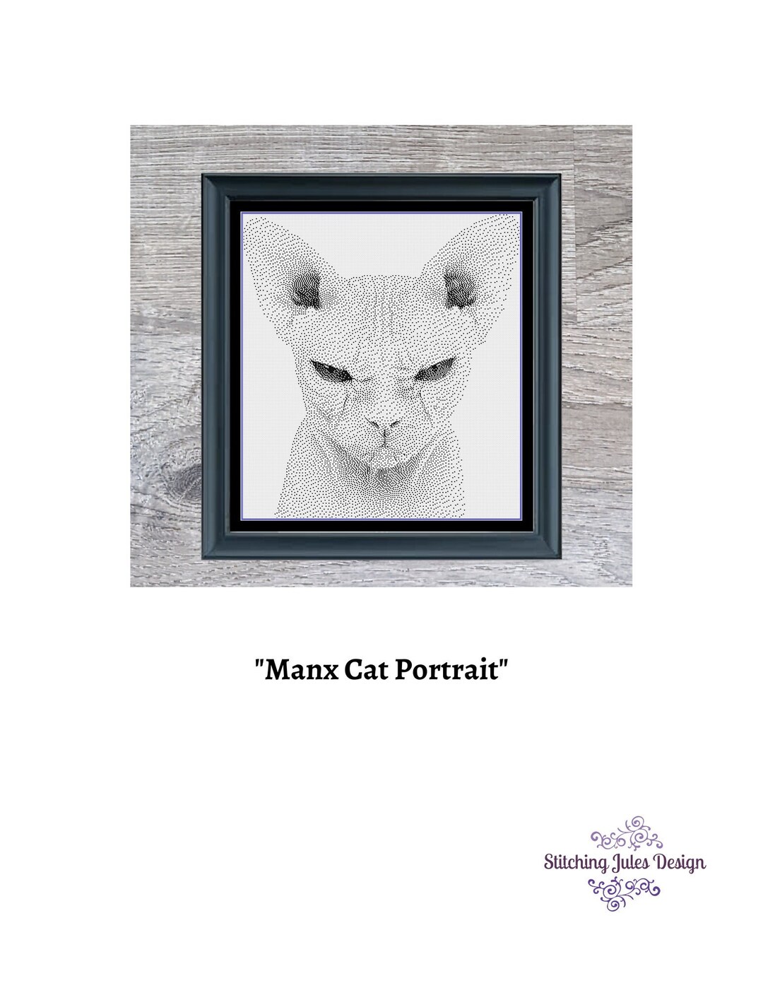 Manx Cross Stitch Pattern Cat Cross Stitch Pattern Blackwork Instant ...