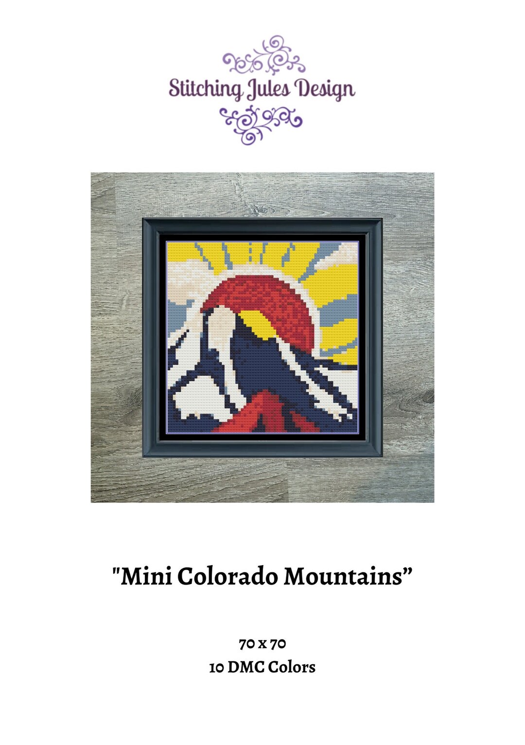Mini Colorado Mountains Cross-stitch Pattern | Rocky Mountains Cross ...