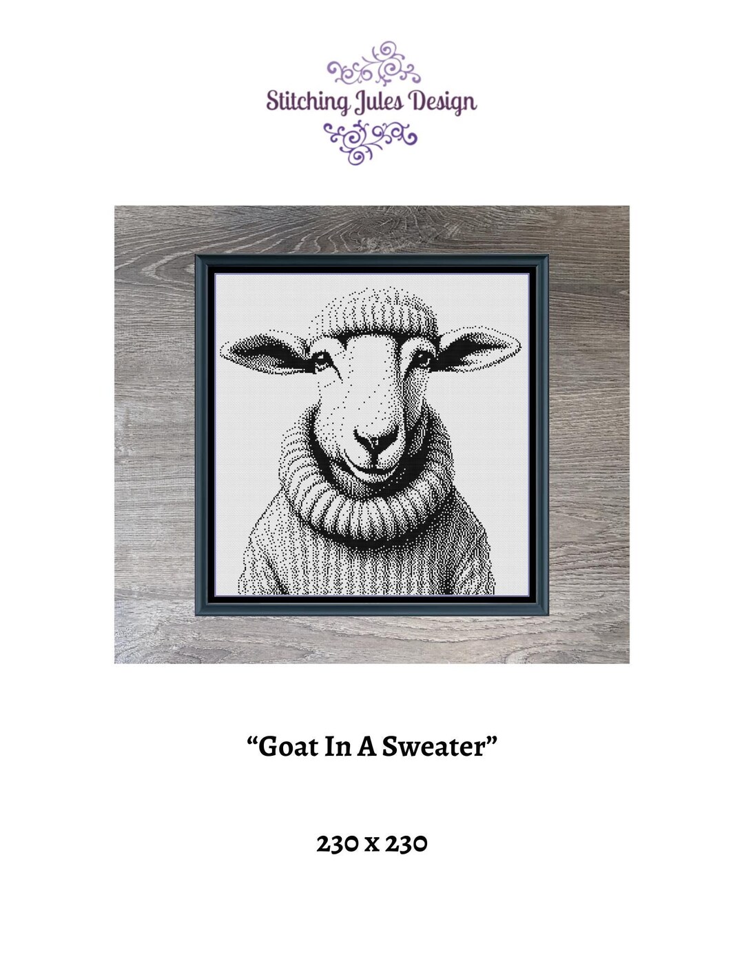 Goat Animal Clothes Sweater Funny Monochrome Blackwork Counted Cross ...