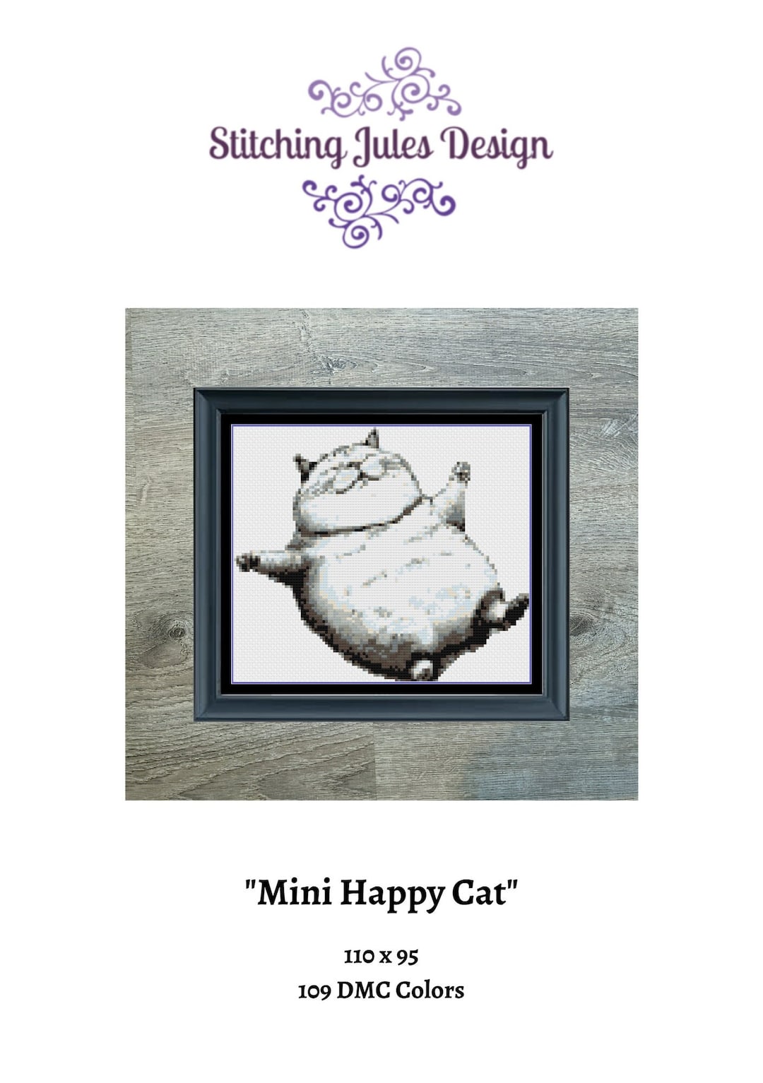 Mini Happy Cat Cross-stitch Pattern | Cute Animal Cross Stitch ...