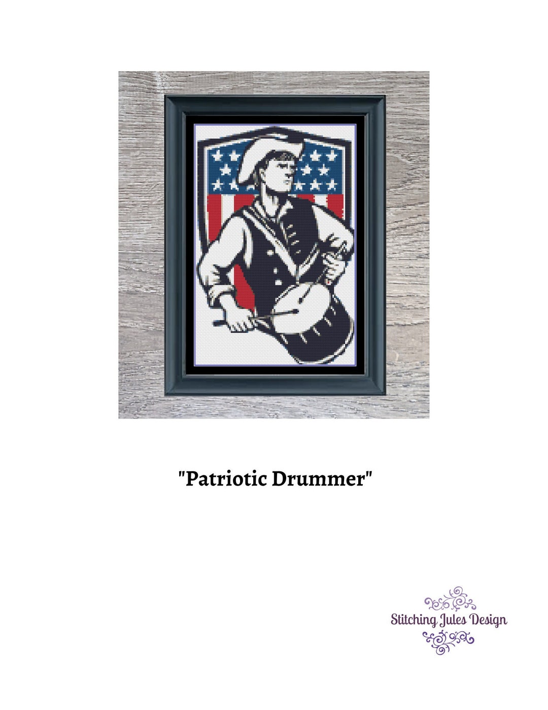 Patriotic Drummer Cross Stitch Pattern | Americana Cross Stitch Pattern ...