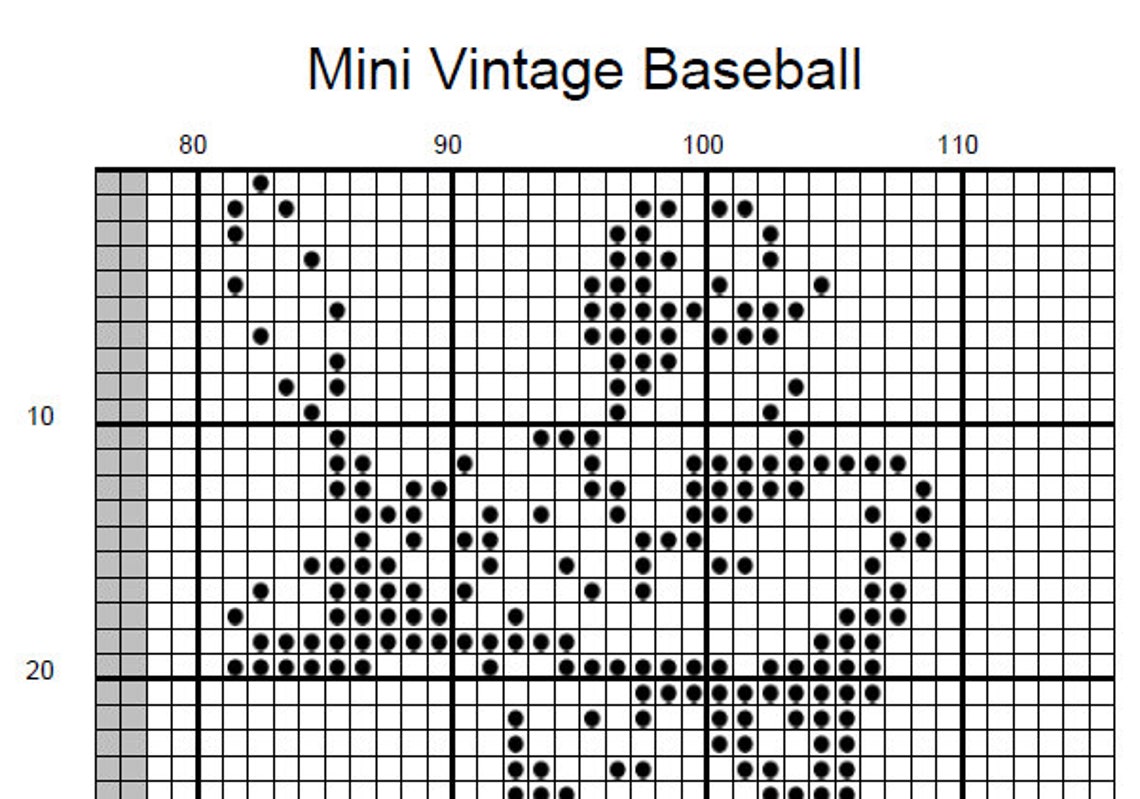 Mini Baseball Game Counted Cross Stitch Pattern | Sports | Monochrome ...