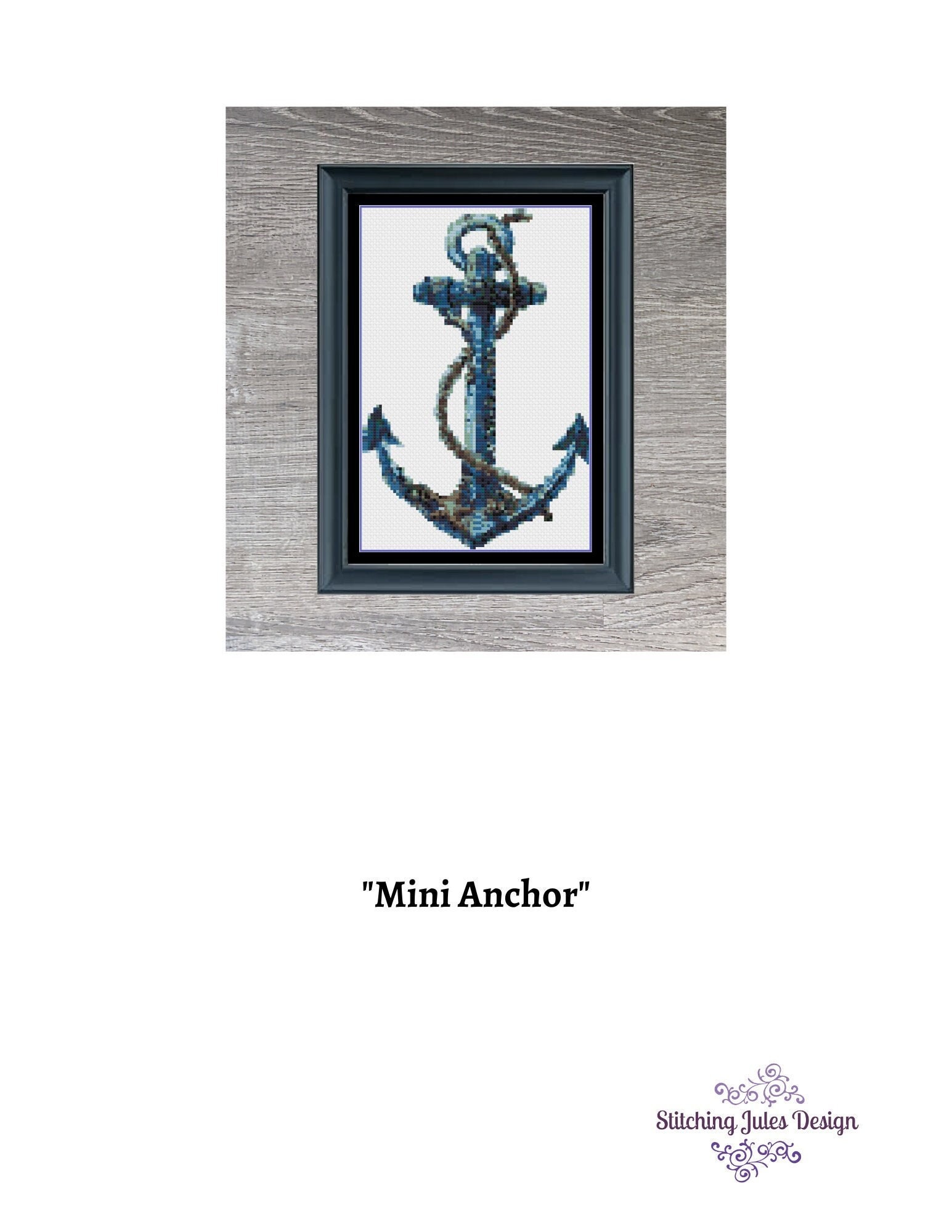 Miniature Pattern - Anchor Ship Boat Sea Ocean Cross Stitch Embroidery ...