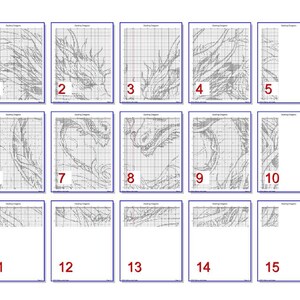 Dueling Dragons Fantasy Creatures Monochrome Blackwork Counted Cross ...