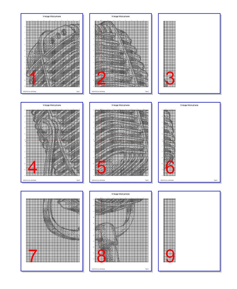 Vintage Microphone Cross Stitch Pattern: Blackwork Singer (instant PDF ...