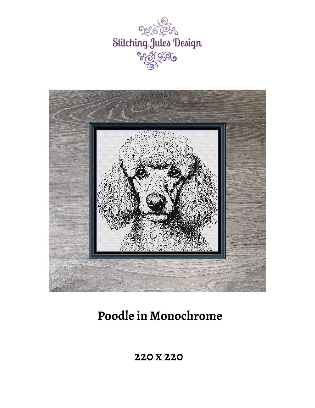 Poodle Dog Monochrome Counted Cross-stitch Pattern | Instant Download ...