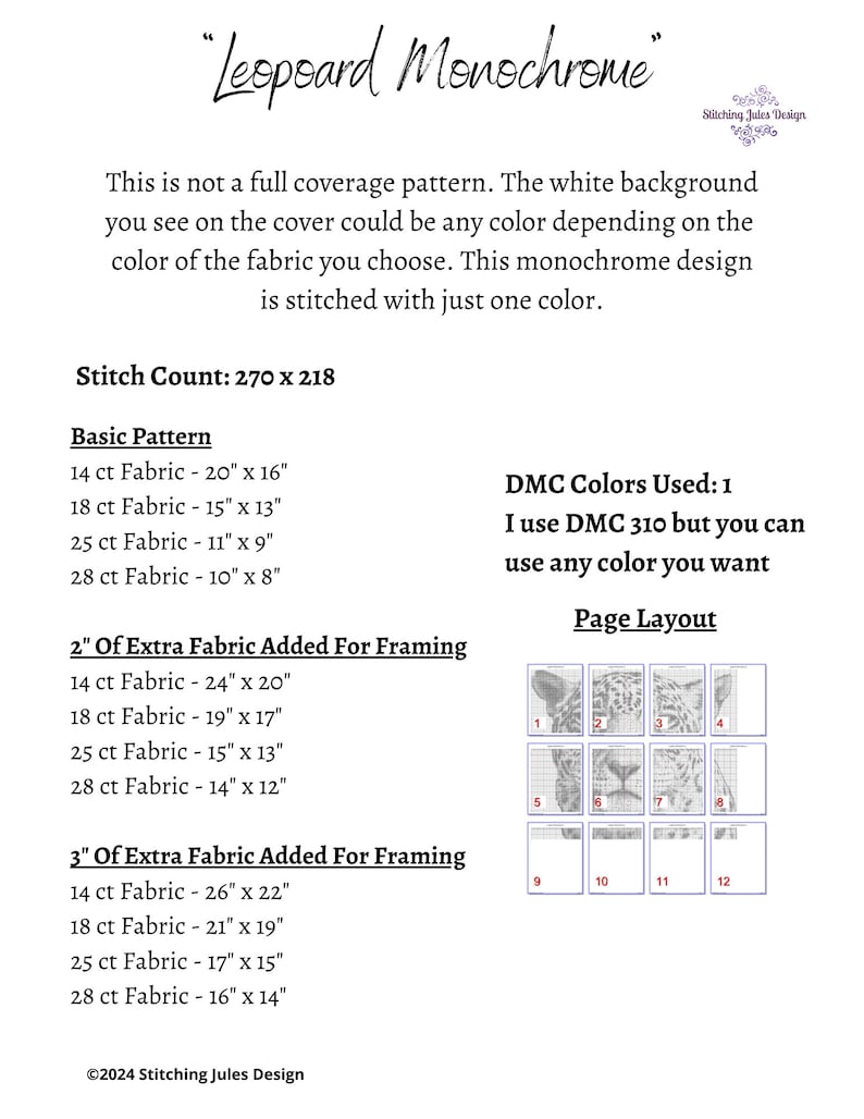 Leopard Animal Counted Cross-stitch Pattern | Premium Monochrome ...