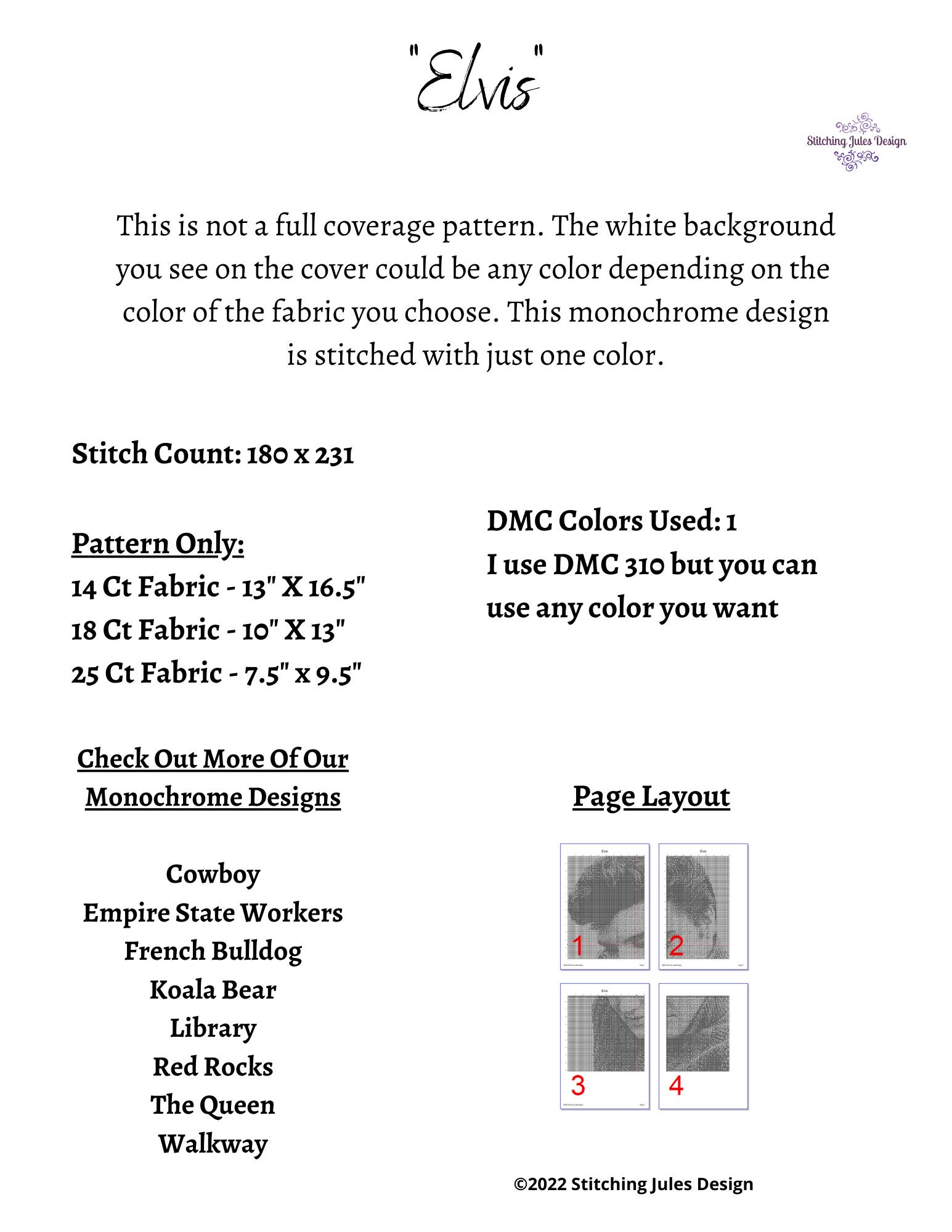 Elvis Presley Cross Stitch Pattern: Monochrome Portrait (PDF Digital ...