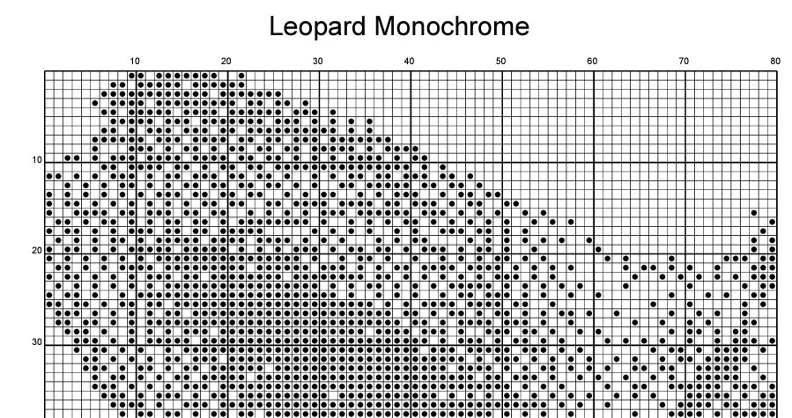 Leopard Animal Counted Cross-stitch Pattern | Premium Monochrome ...