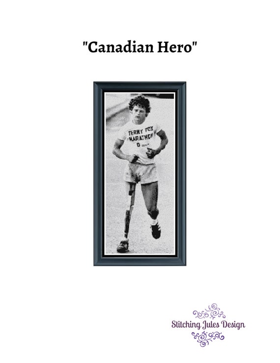 Canadian Hero Terry Fox Greyscale Cross Stitch Embroidery - Etsy