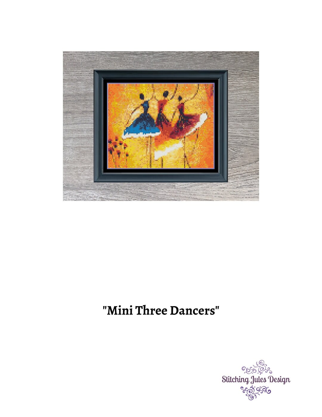 Miniature Pattern - Three Dancers on Stage Cross Stitch Embroidery ...
