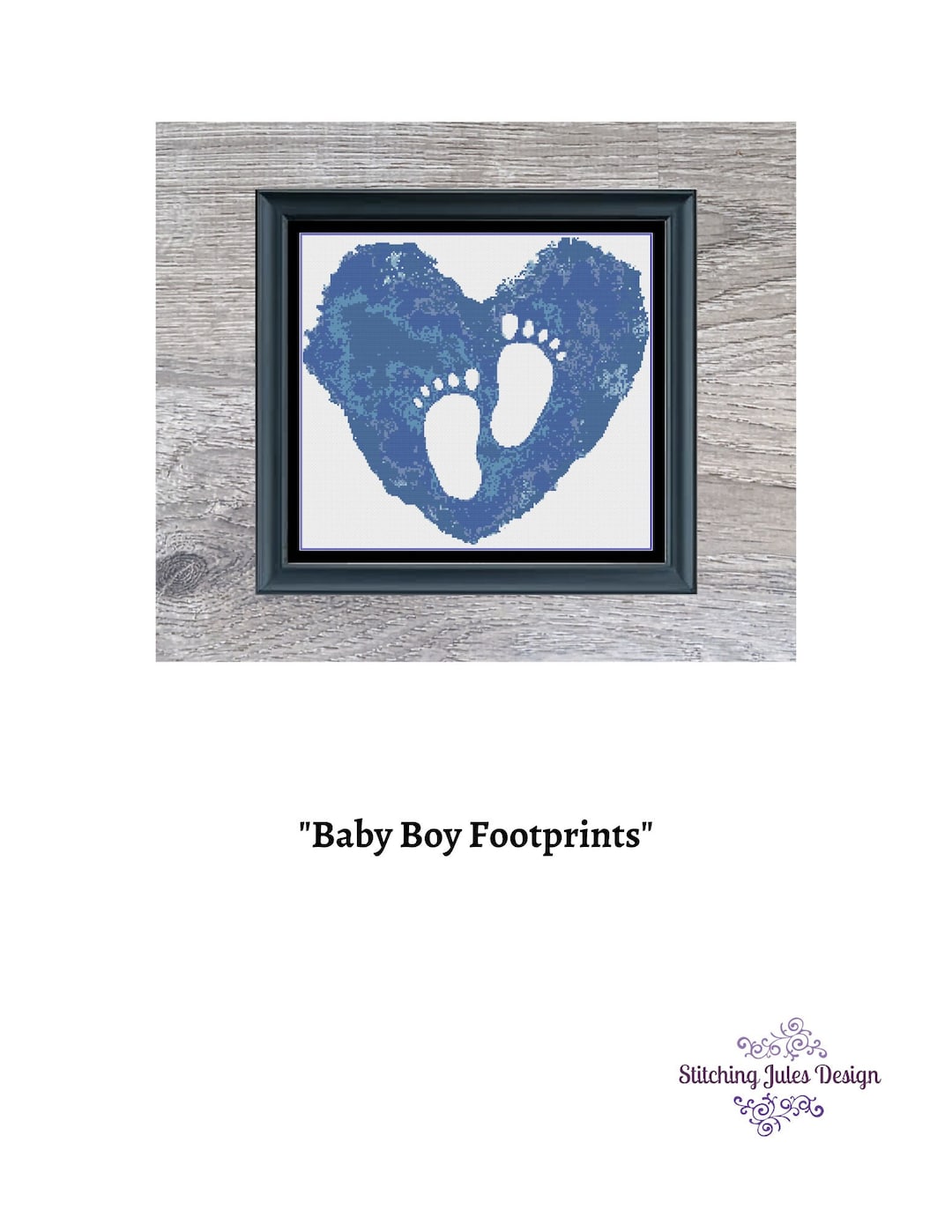 Baby Boy Footprints Heart Cross Stitch Pattern (PDF Download) - Etsy