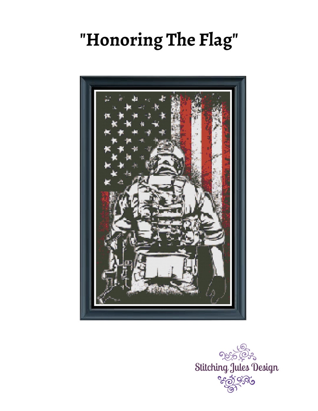 Patriotic American Soldier Cross Stitch Pattern Soldier Needlepoint ...